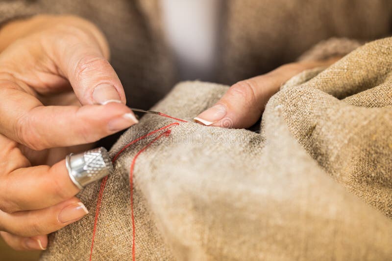 Woman sewing cloth stock photo. Image of sewing, textile - 88565636