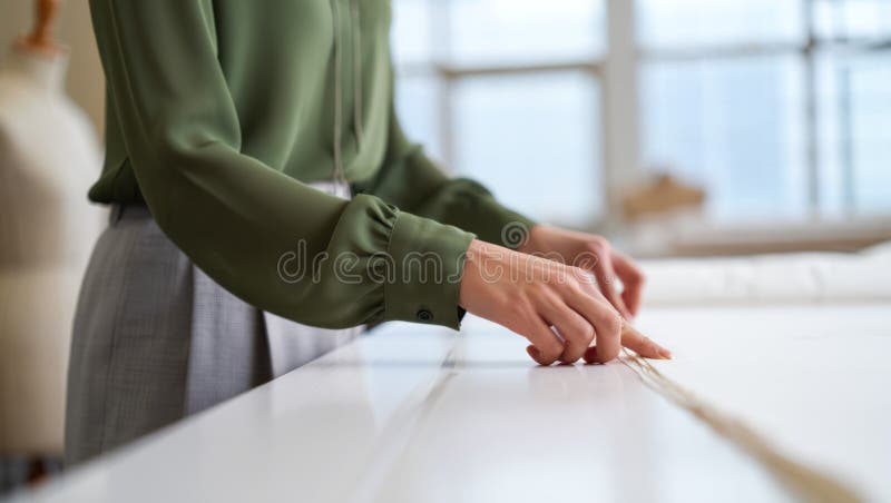 Woman is Sewing a Piece of Fabric Stock Photo - Image of fashion, human ...