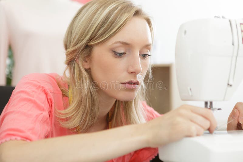 Woman during Sewing Process Stock Photo - Image of workshop ...