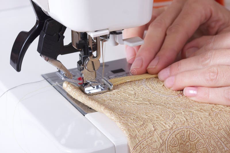 Woman sews stock image. Image of material, fashion, sewing - 46193715