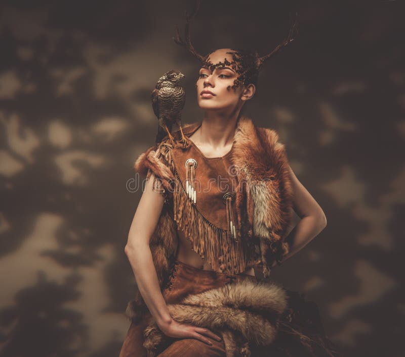 Woman Shaman in Ritual Garment Stock Photo - Image of bird, ritual ...