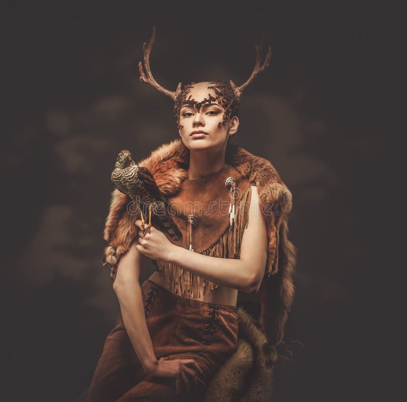 Woman Shaman in Ritual Garment Stock Photo - Image of magic, deer: 53136386