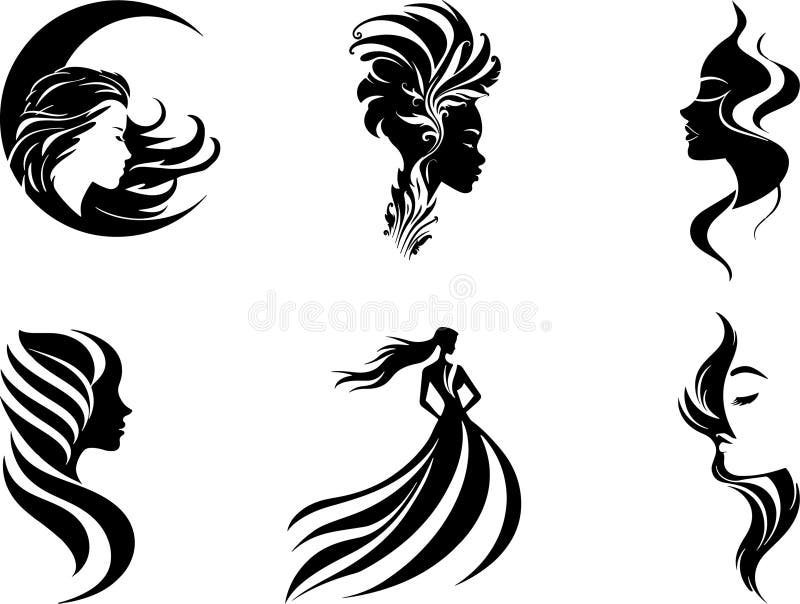 Woman Shape Logo Design Set with Illustration Stock Vector ...