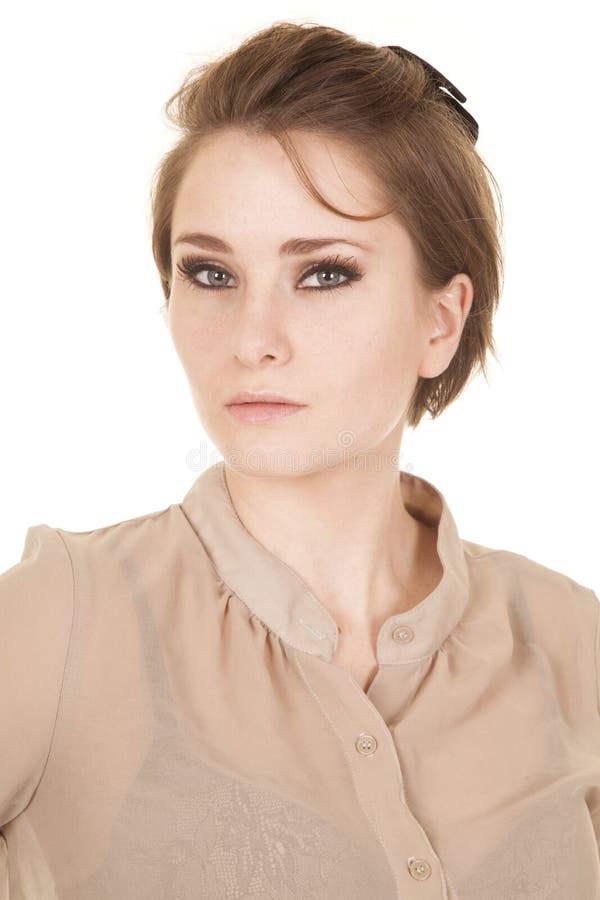 Woman Sheer Top Close Serious Stock Photo - Image of brown, lifestyle ...