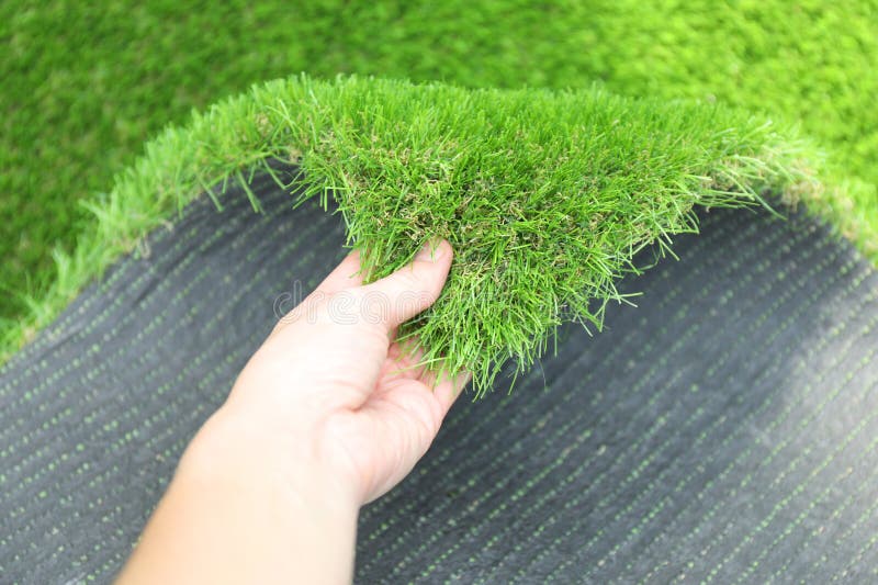 Woman with Sheet of Artificial Turf, Closeup Stock Image - Image of ...