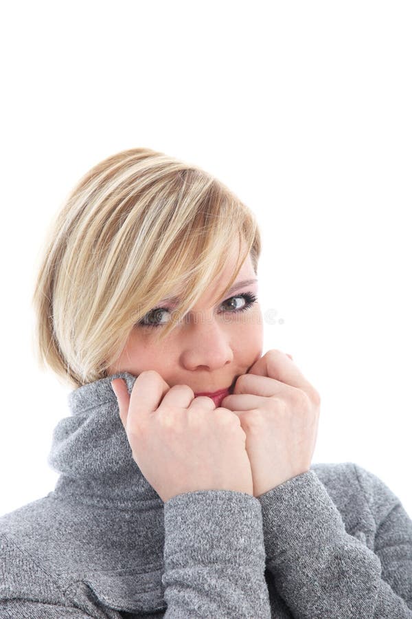 Woman Shivering in the Winter Cold Stock Photo - Image of fashion ...