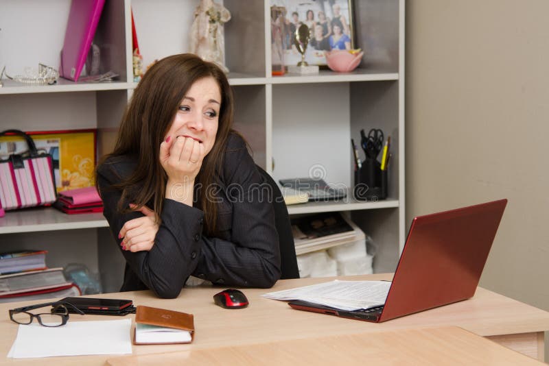 Woman Shock in Front of Computer Stock Image - Image of manager ...