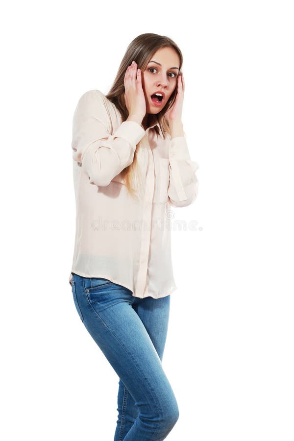 Woman in shock stock image. Image of human, happy, female - 72186823