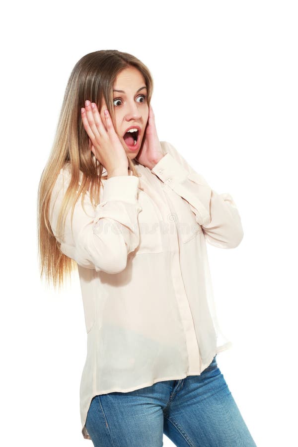 Woman in shock stock image. Image of drop, black, amazed - 72187247