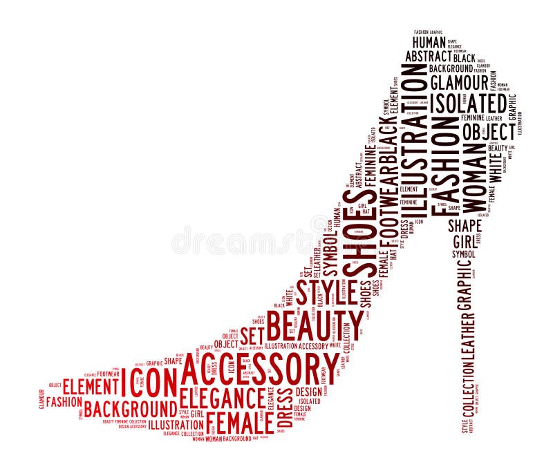 Fashion Word Cloud in a Shape of High Heel. Stock Illustration ...