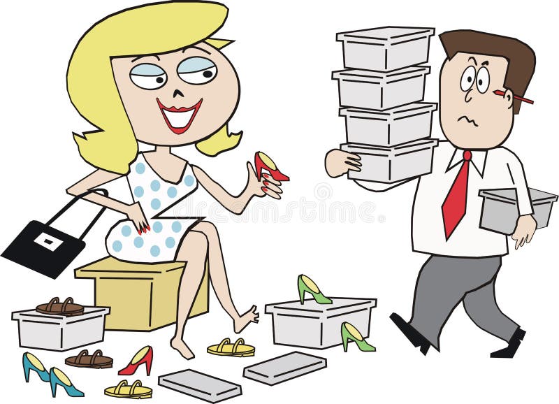 Woman shopper cartoon stock illustration. Illustration of smiling ...