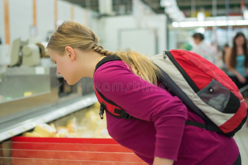 Woman Shopping Cheese in Supermarket Stock Image - Image of purchase ...