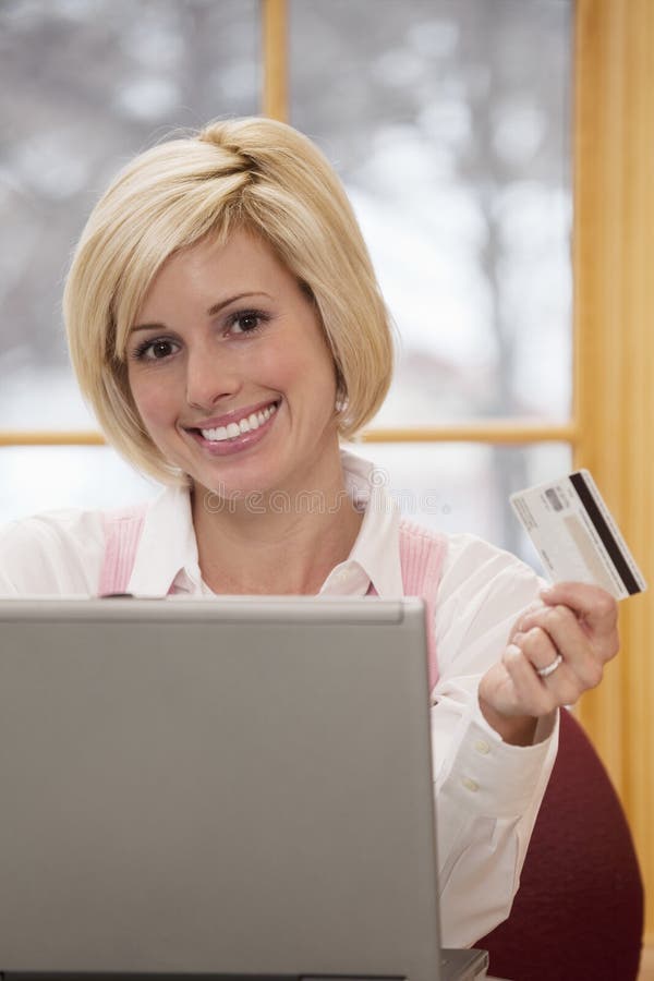 Woman shopping online stock photo. Image of access, communication - 3898596