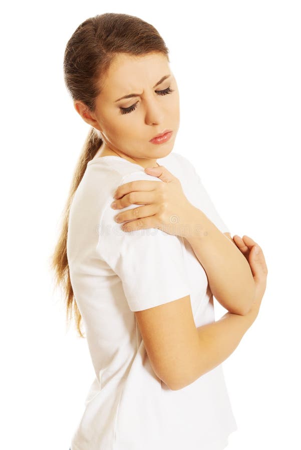 Woman with shoulder pain stock photo. Image of body, waist - 46307302