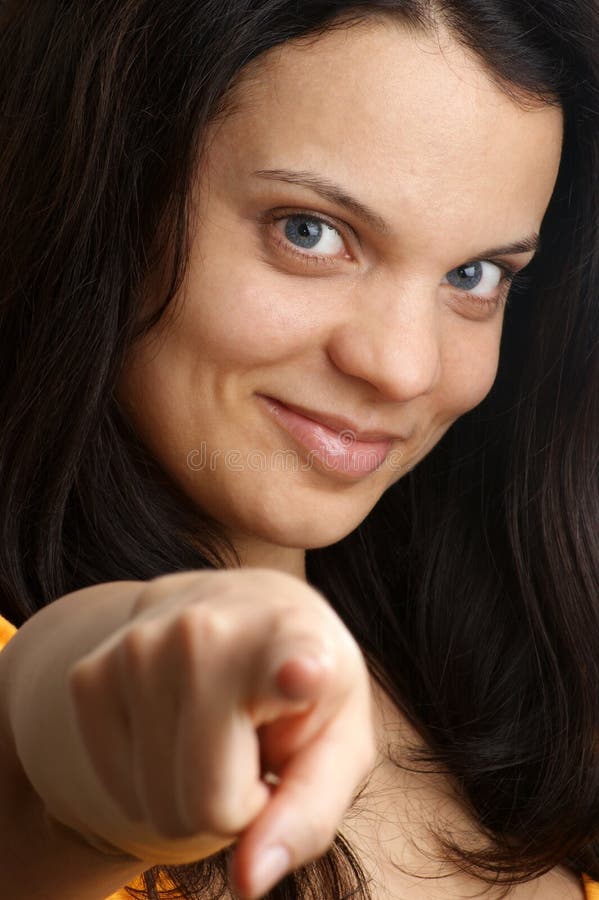 Woman Show with Her Fingertip Stock Photo - Image of people, finger ...
