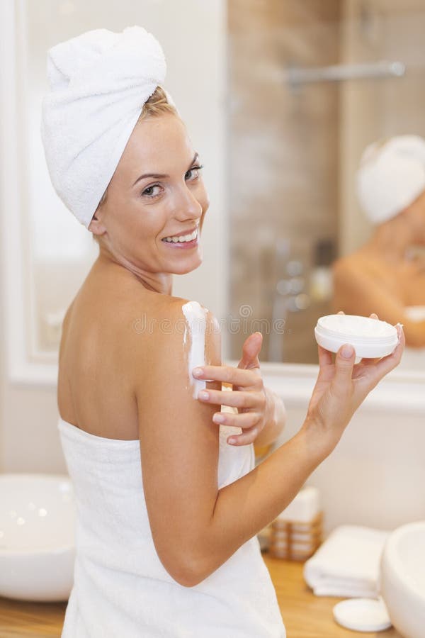 Woman after shower stock photo. Image of morning, beautiful - 43040718