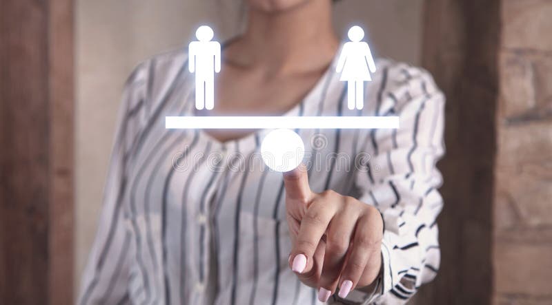 Woman Showing Balance Scale. Man and Woman Stock Image - Image of girl ...