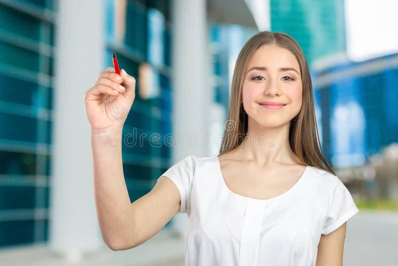 Woman showing copy space stock photo. Image of studio - 70079884