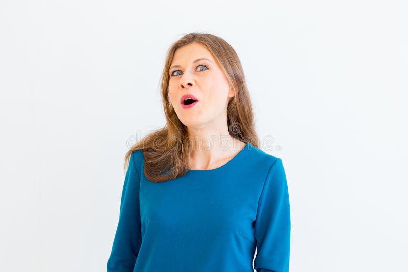 Woman showing emotions stock image. Image of beauty - 114470263