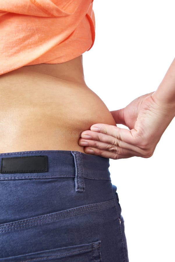 Woman Showing Fatty Deposits Stock Image - Image of deposits, side ...