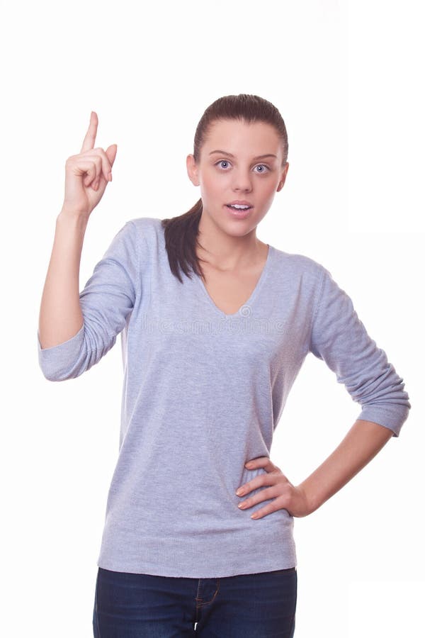 Woman showing finger up stock image. Image of gesture - 27703363