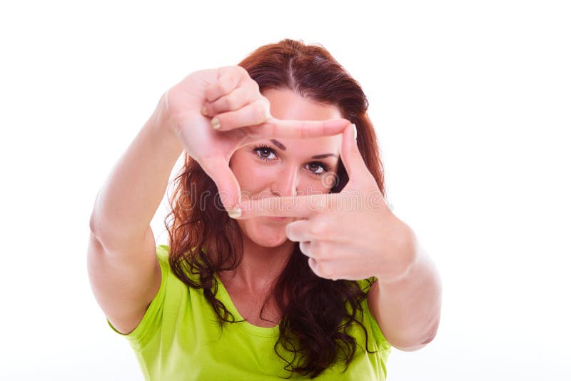 Woman is Showing Frame by Hands Stock Photo - Image of cute, concept ...