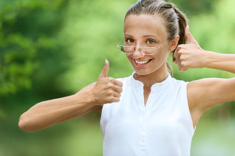 Woman showing gesture that stock image. Image of hand - 24778923