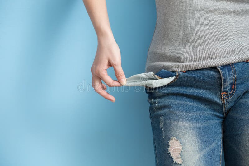 Woman Showing Her Empty Pockets Stock Photo - Image of asian, failure ...