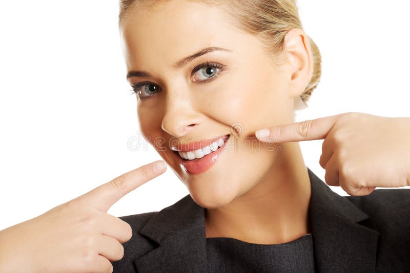 Woman Showing Her Perfect White Teeth Stock Photo - Image of happy ...