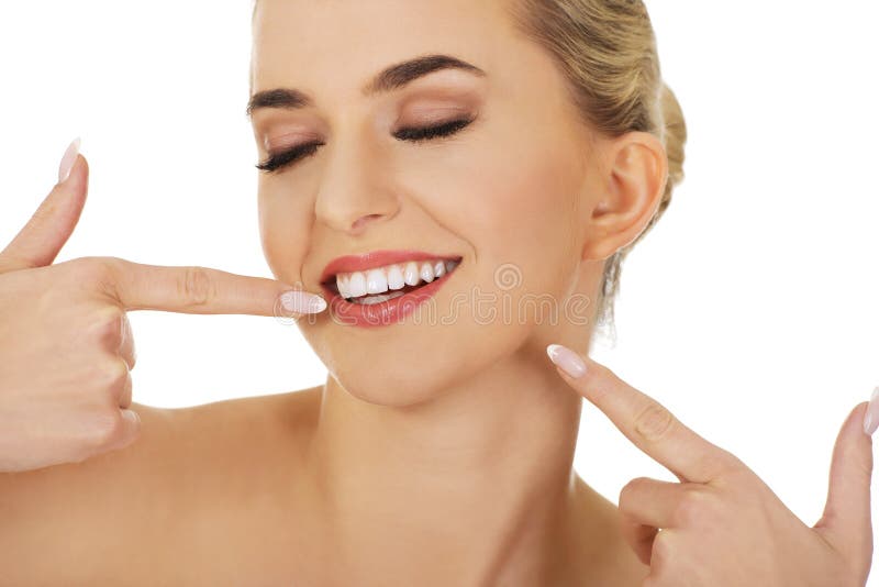 Woman Showing Her White Teeth. Stock Photo - Image of human, joyful ...