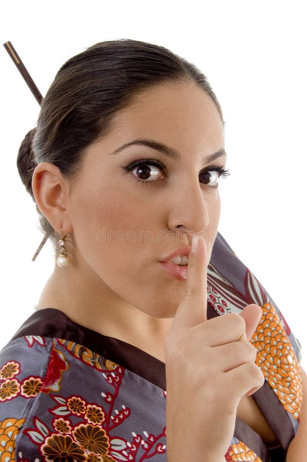 Woman Showing Keep Shushing Sign Stock Image - Image of pose, camera ...
