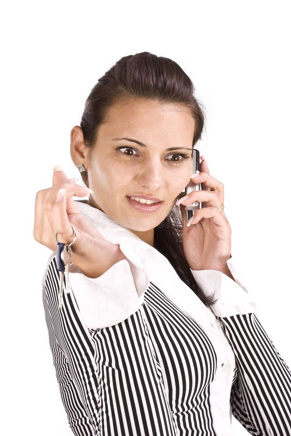 Woman showing key stock image. Image of carefree, jolly - 15541129