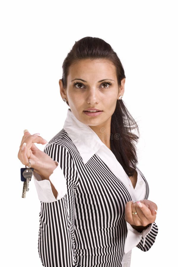 Woman showing key stock image. Image of happy, lovely - 15541141