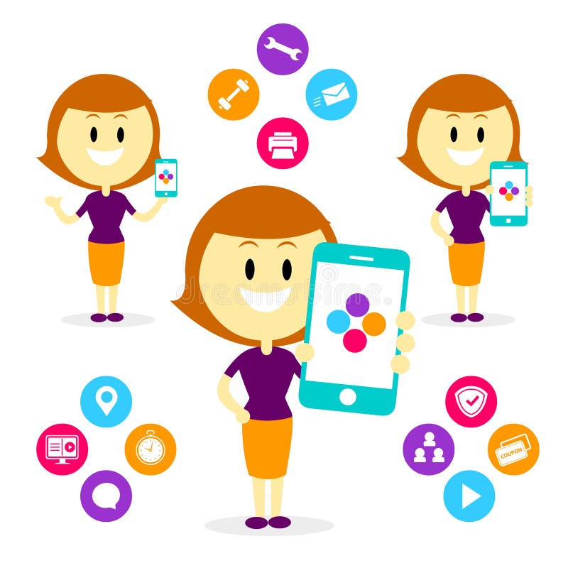 Woman Showing an Mobile App and Its Functionality from Her SmartPhone ...