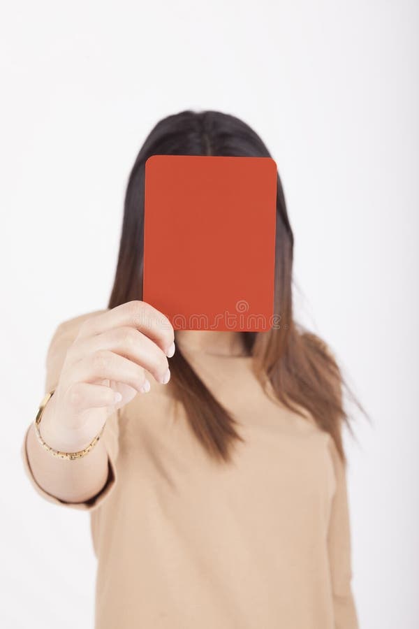 Woman showing red card stock photo. Image of people, employee - 30025960