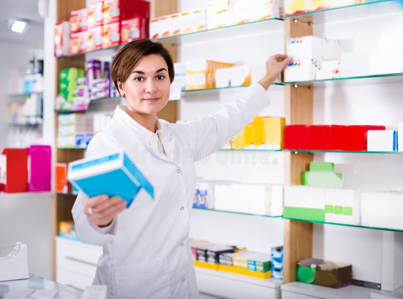 Woman is Showing Right Drug Stock Image - Image of care, caucasian ...