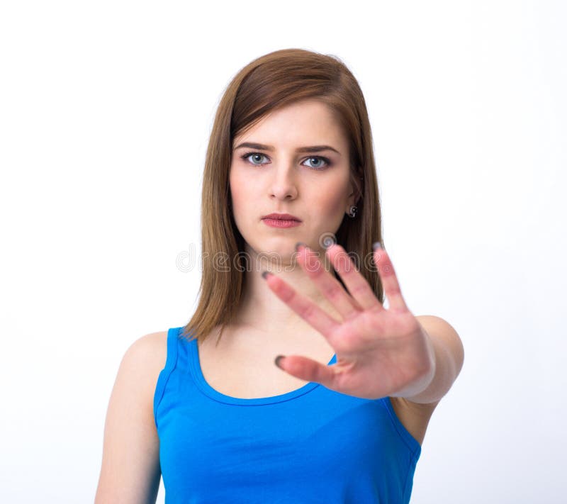 Woman showing stop gesture stock image. Image of forbidden - 49179517