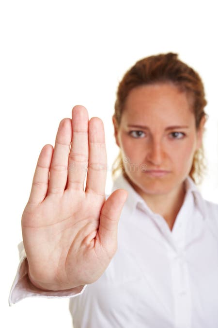Woman Showing Stop with Hand Stock Photo - Image of rejecting, prohibit ...