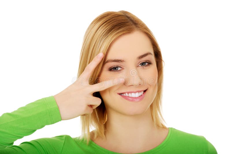 Woman Showing Victory Sign. Stock Image - Image of fingers, positive ...