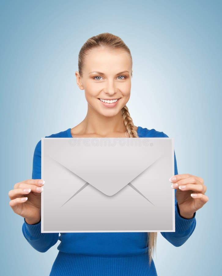 Businesswoman with White Envelope Stock Image - Image of delivery ...