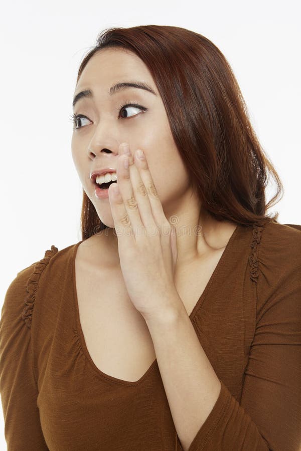 Woman Showing a Whispering Gesture Stock Image - Image of hand, ideas ...