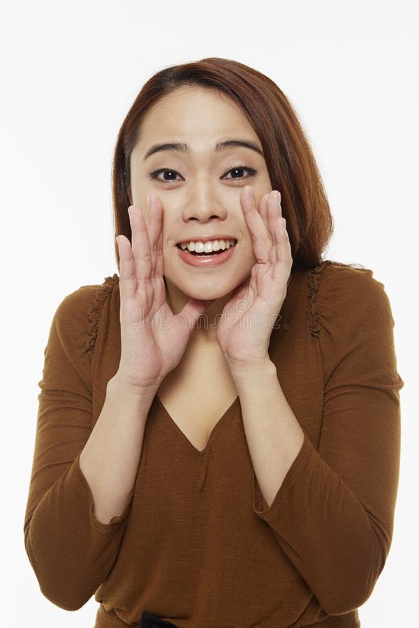 Woman Showing a Whispering Gesture Stock Photo - Image of shot, simple ...