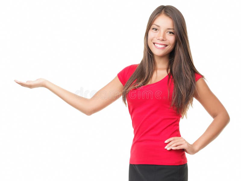 Woman Showing Your Product stock photo. Image of female - 13978486