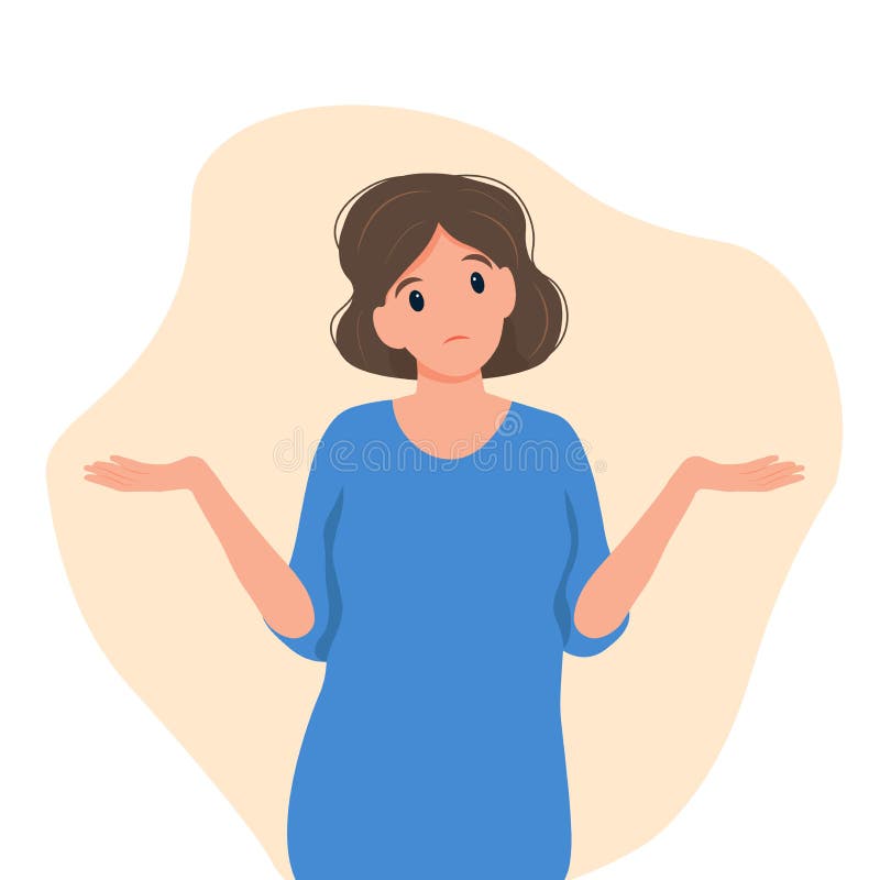 Woman Shrugging with a Curious Expression Stock Illustration ...