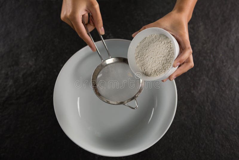 Woman Sieving Flour into the Bowl Stock Image - Image of homemade ...