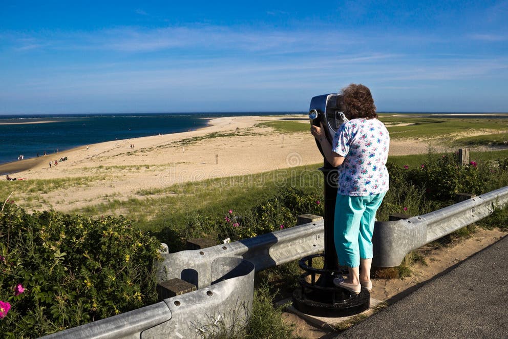 Woman Sight-seeing at a Cape Cod Beach Stock Photo - Image of ...