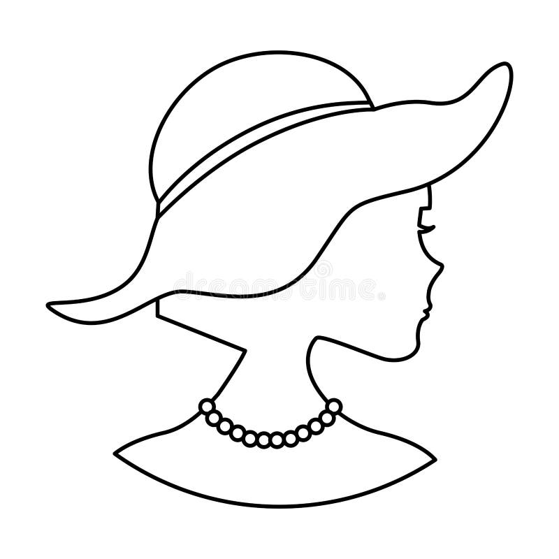 Woman Silhouette with Elegant Hat Stock Vector - Illustration of icon ...