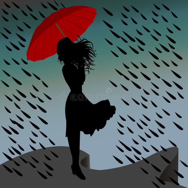 Woman Silhouette in the Rain with an Umbrella Stock Vector ... Woman Silhouette in the Rain with an Umbrella Stock Vector ...