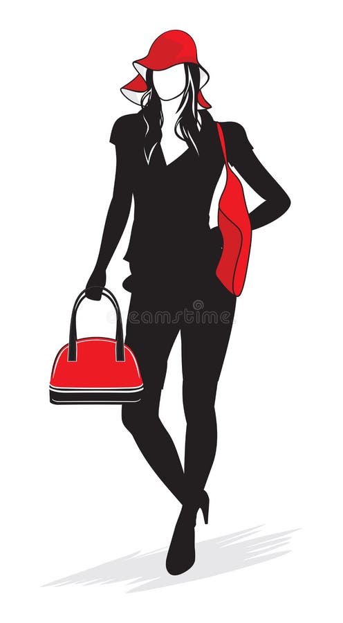 Woman Silhouette in Shopping Stock Vector - Illustration of gift ...