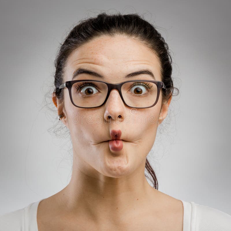 Silly face girl stock image. Image of eyeglasses, emotion - 162742815